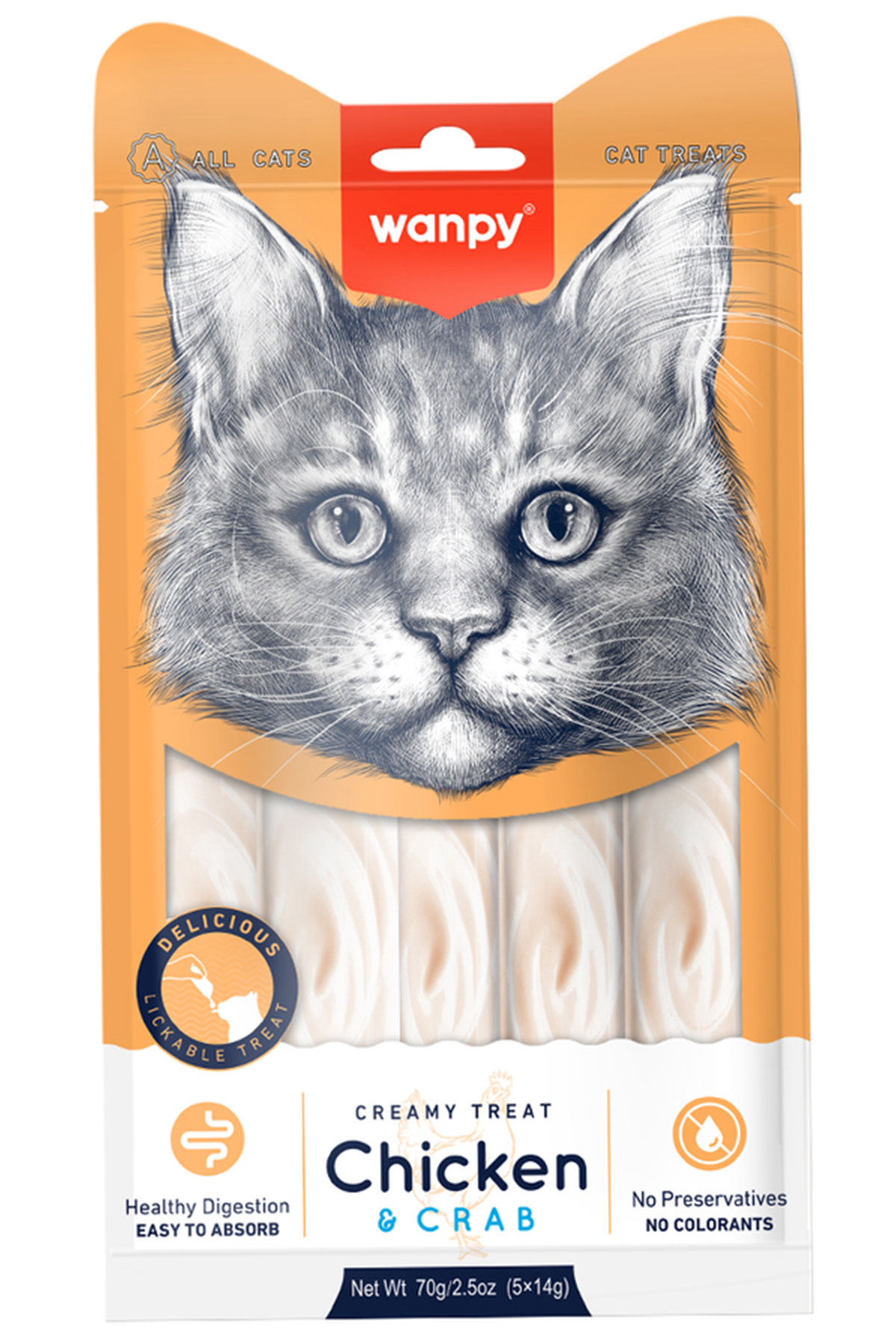 Wanpy Tavuklu ve Yengeçli Sıvı Kedi Ödül Maması 5x14gr Satın Al | EVİNEMAMA